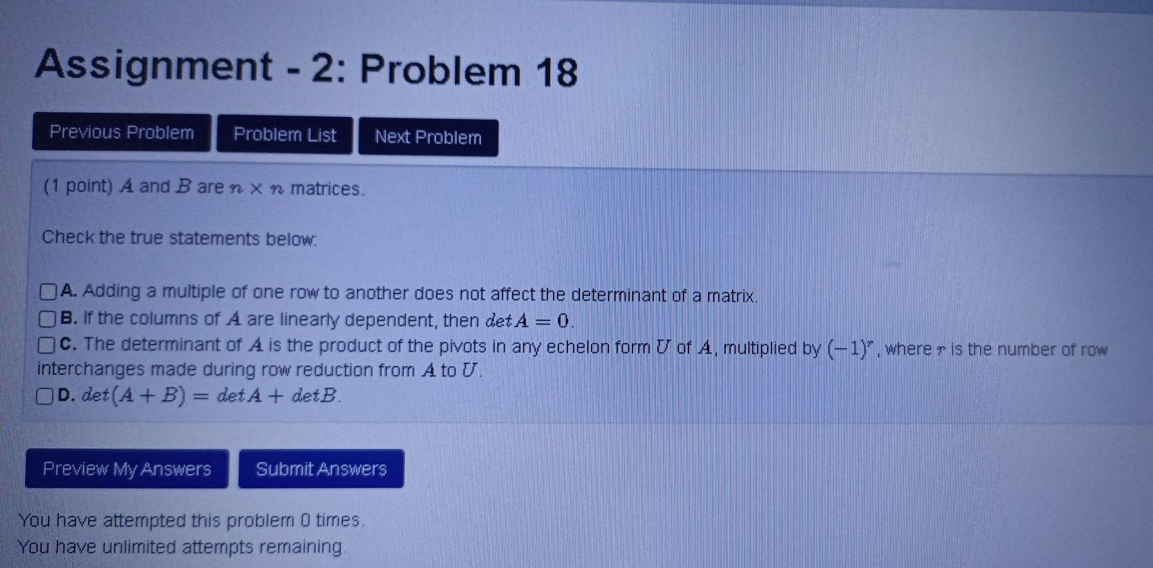Solved Assignment 2 Problem 18 Previous Problem Problem 1486
