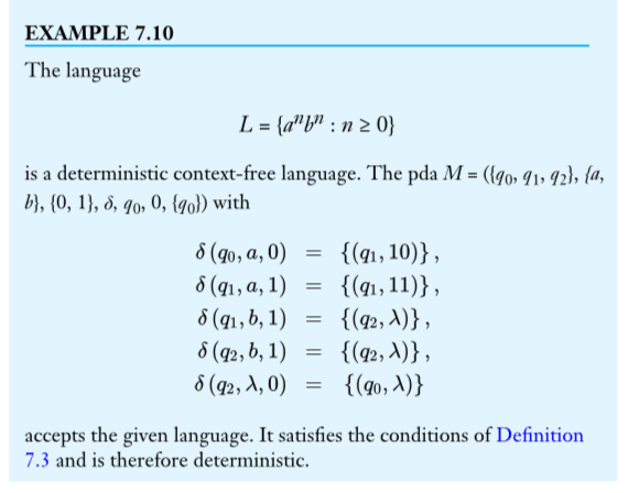 Solved EXAMPLE 7.10The languageL={anbn:n≥0}is a | Chegg.com