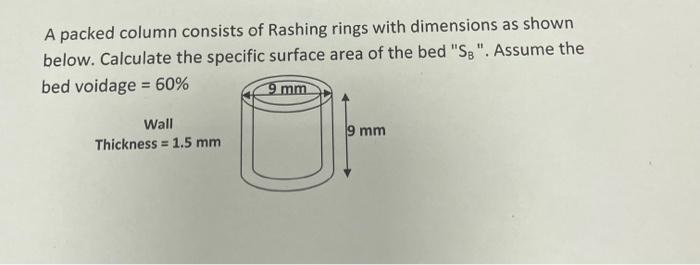 A packed column consists of Rashing rings with | Chegg.com