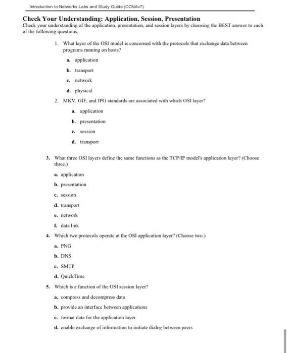 Solved Module 15 Application, Presentation, and Session The | Chegg.com