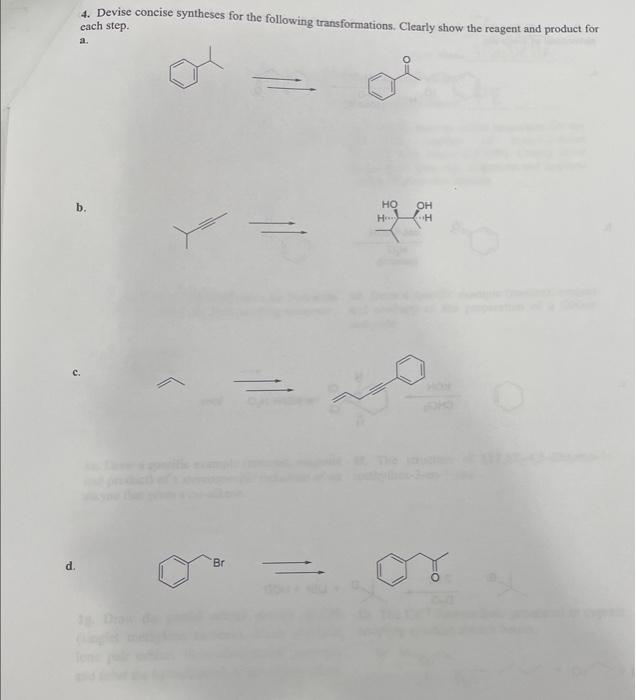 Solved 4. Devise concise syntheses for the following | Chegg.com Solved 4. Devise concise syntheses for the following | Chegg.com