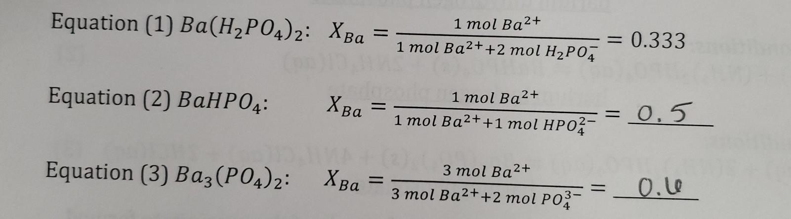 Solved Equation (1) Ba(H2PO4)2: XBa 1 mol Ba2+ 1 mol Ba2++2 | Chegg.com