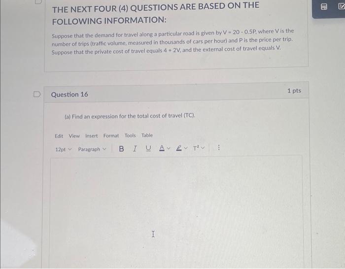 Solved THE NEXT FOUR (4) QUESTIONS ARE BASED ON THE | Chegg.com