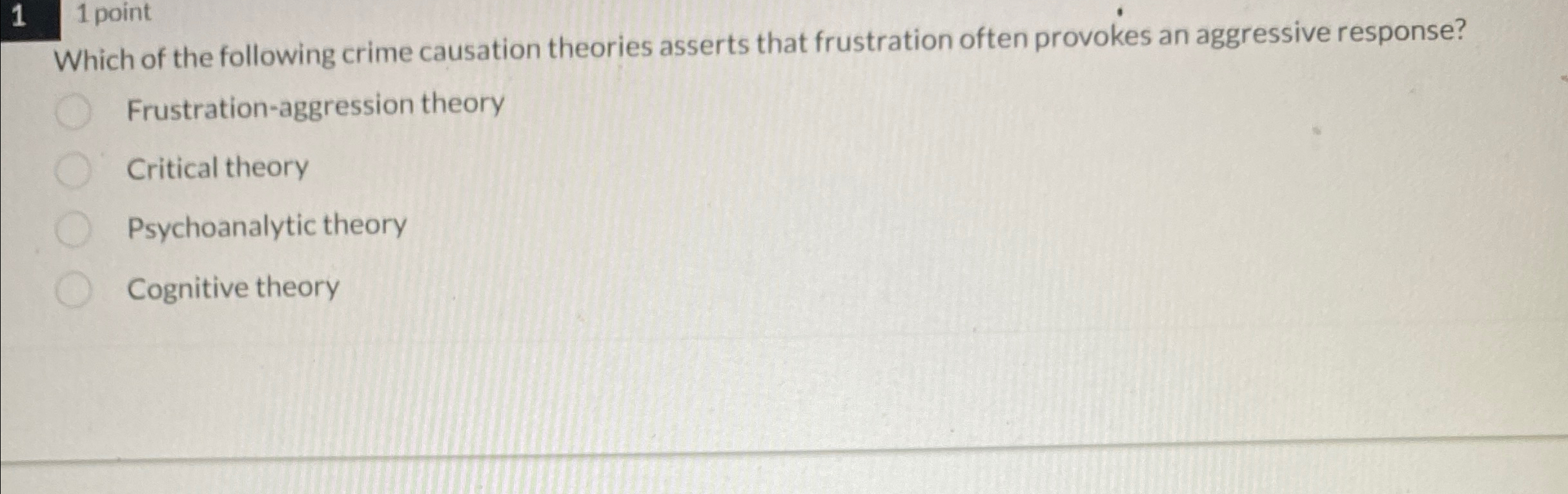Solved 11 ﻿pointWhich of the following crime causation | Chegg.com