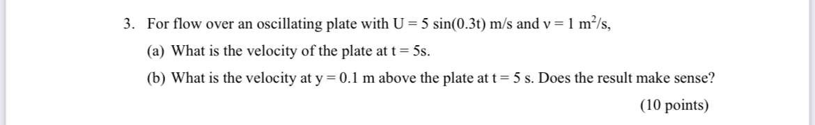 Solved For flow over an oscillating plate with | Chegg.com