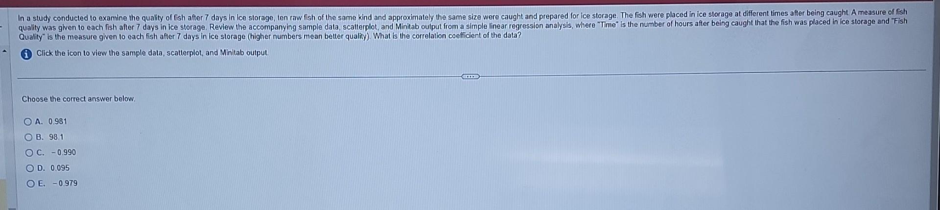 Solved Quality" is the measure given to each fish after 7 | Chegg.com