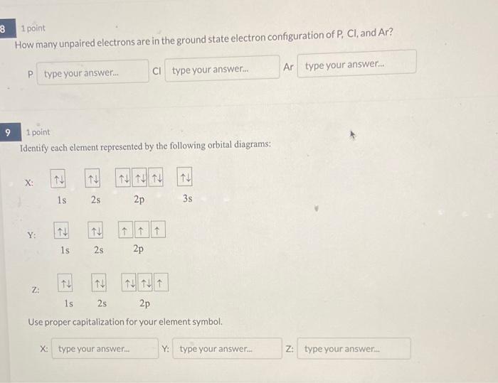 Solved 1 point How many unpaired electrons are in the ground | Chegg.com