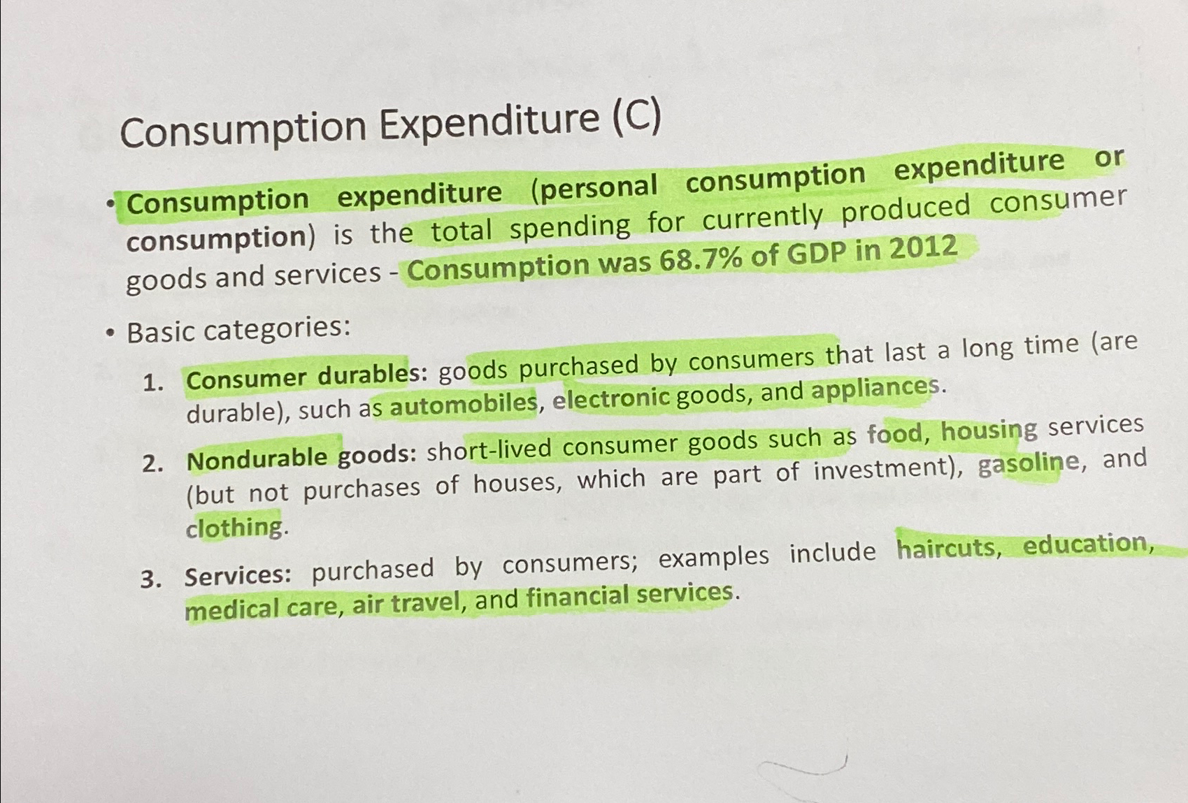 Solved Consumption Expenditure (C)Consumption expenditure | Chegg.com
