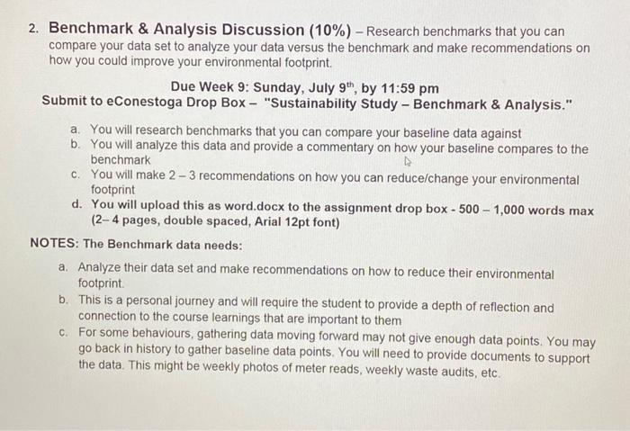 2. Benchmark & Analysis Discussion (10%) - Research | Chegg.com