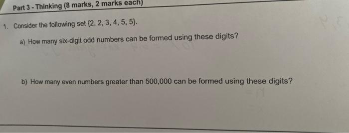 Solved Consider the following set {2,2,3,4,5,5}. a) How many | Chegg.com