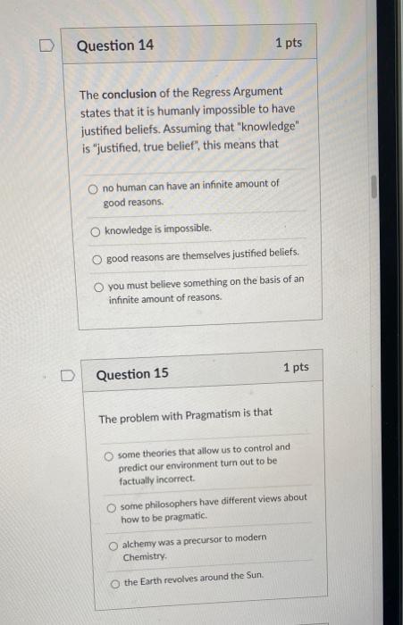 The conclusion of the Regress Argument states that it | Chegg.com