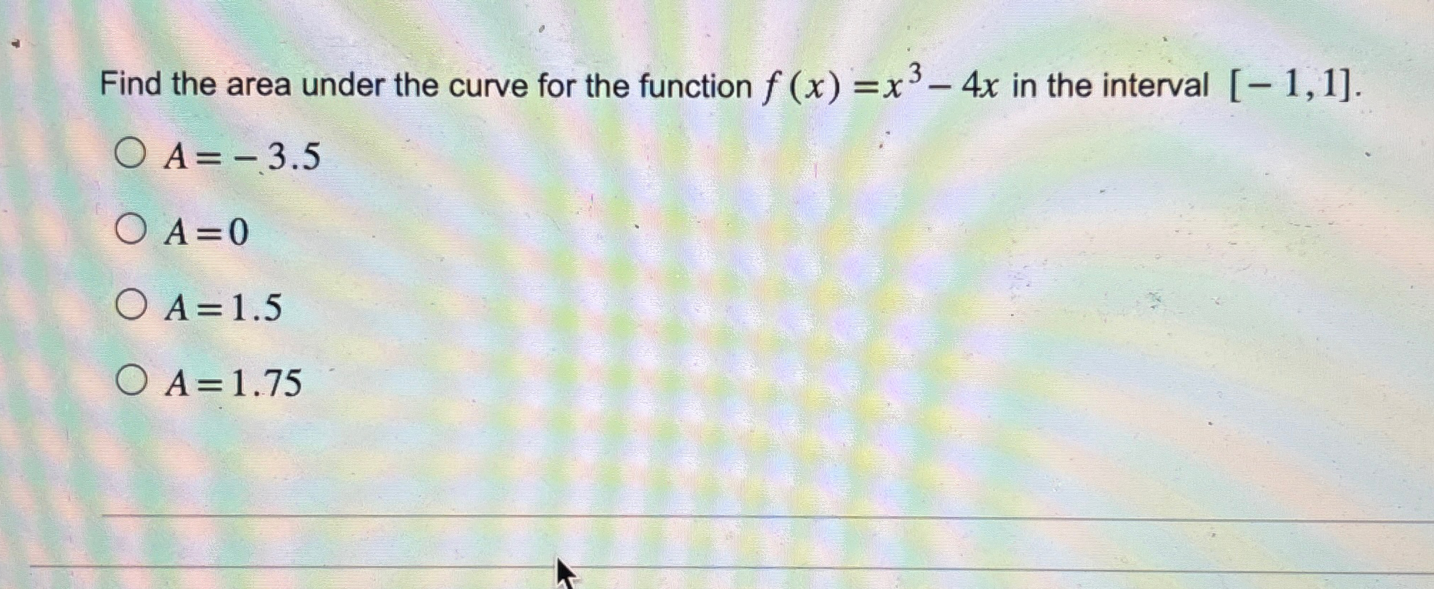 Solved Find the area under the curve for the function | Chegg.com