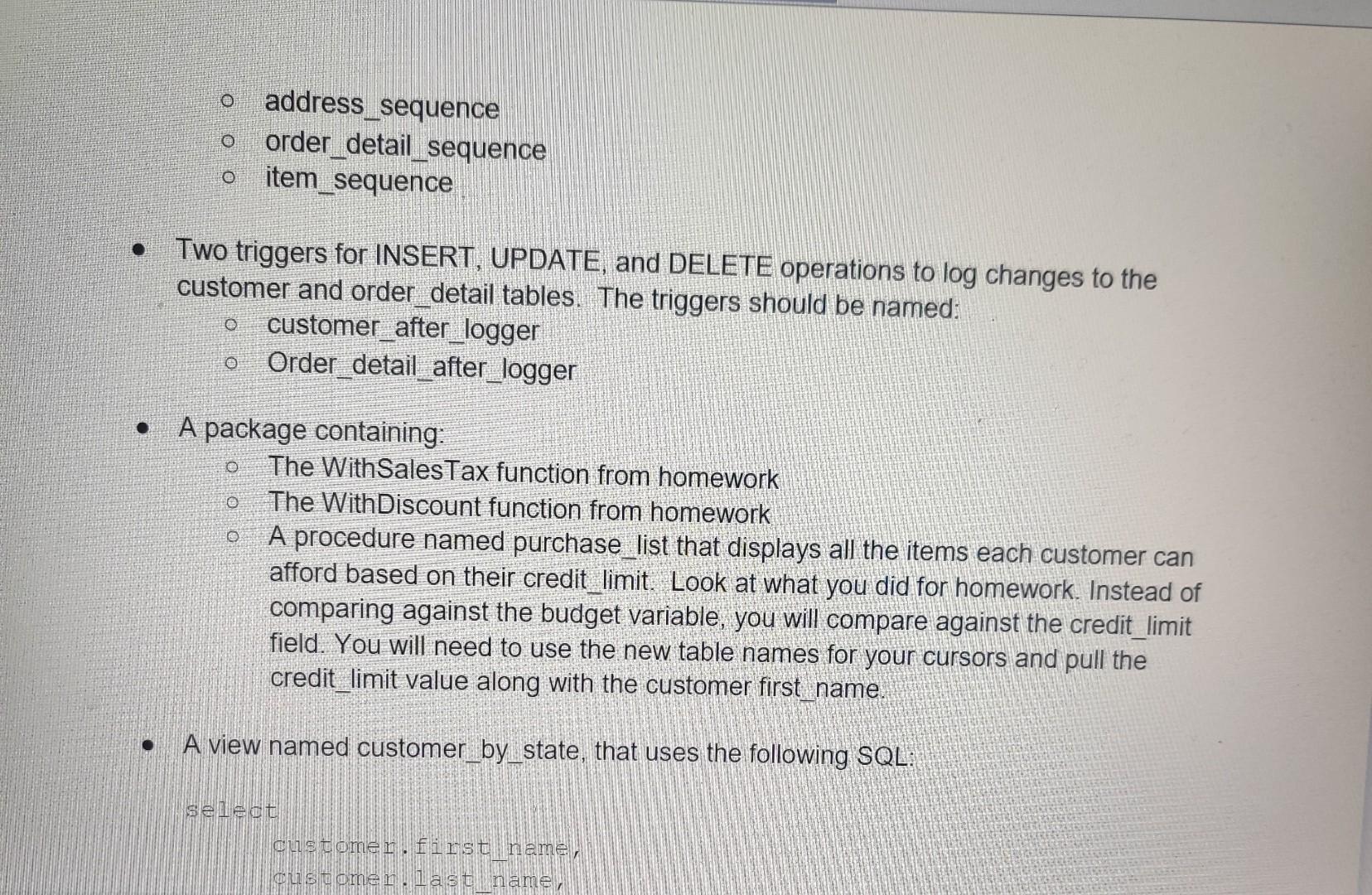 Solved SQL homework. please help me in what you can. the | Chegg.com