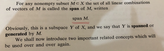 Solved For any nonempty subset Mc X the set of all linear | Chegg.com