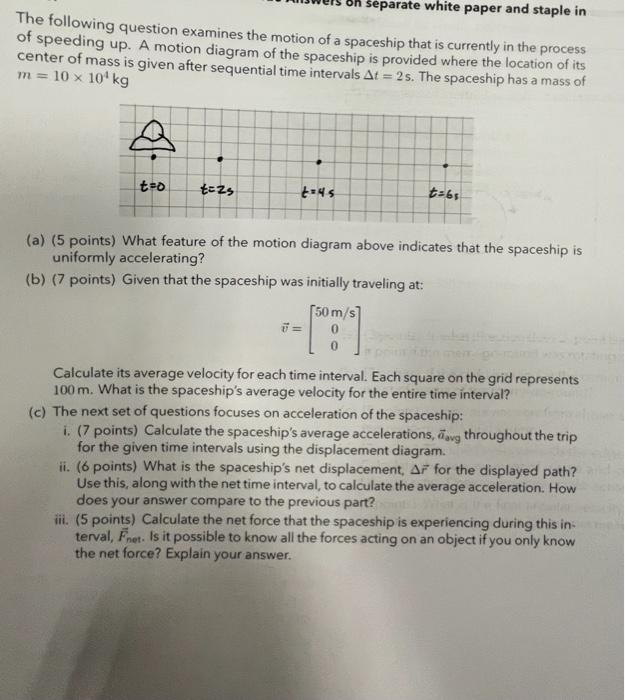 Solved The following question examines the motion of a | Chegg.com