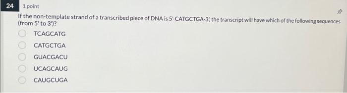 Solved If the non-template strand of a transcribed piece of | Chegg.com