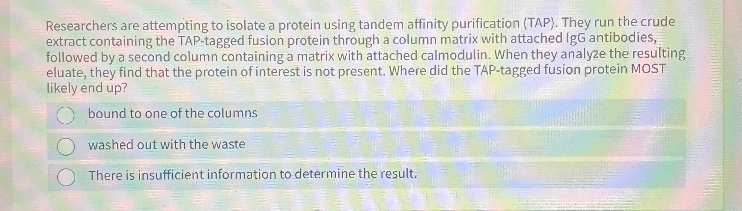 Solved Researchers are attempting to isolate a protein using | Chegg.com
