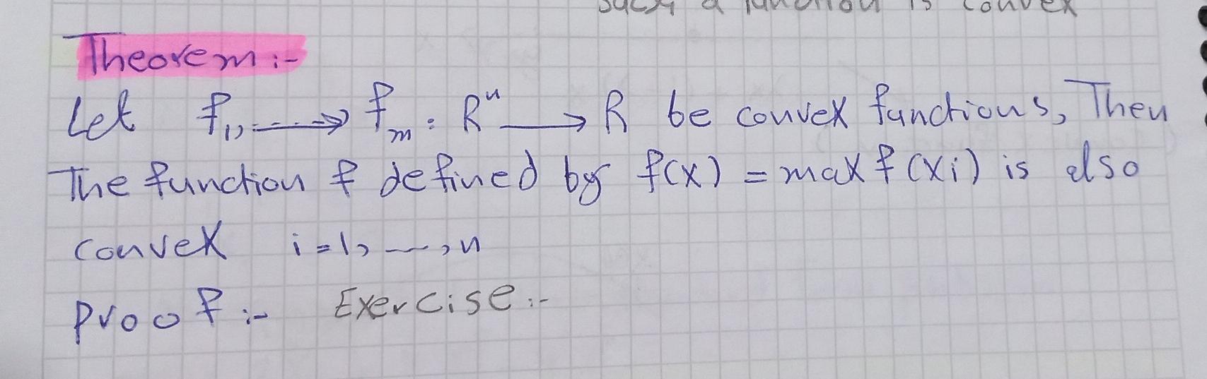 Solved Theorem:- Let f1,…fm:Rn→R be convex functions, Then | Chegg.com