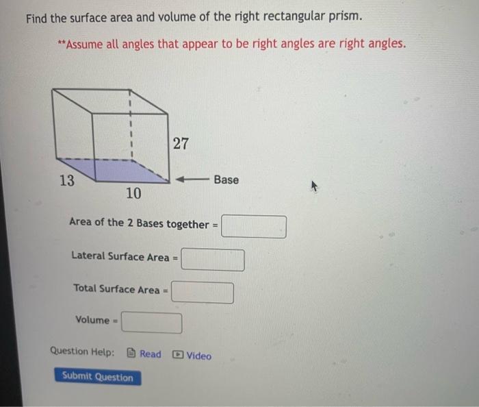 Solved Find the surface area and the volume of each figure. | Chegg.com