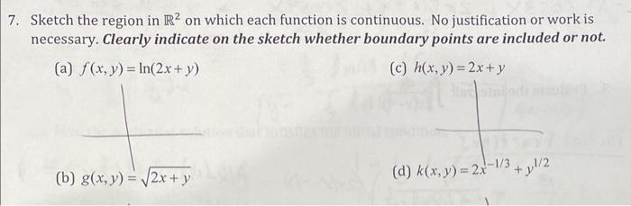 Solved 7. Sketch the region in R2 on which each function is | Chegg.com