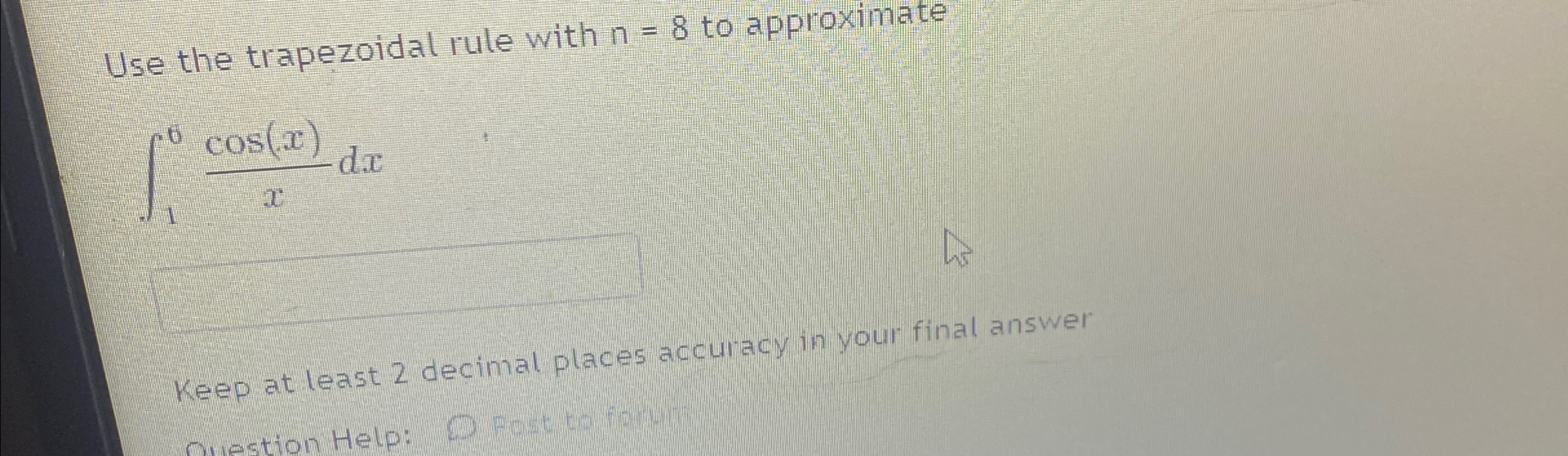 Solved Use the trapezoidal rule with n=4 ﻿to | Chegg.com