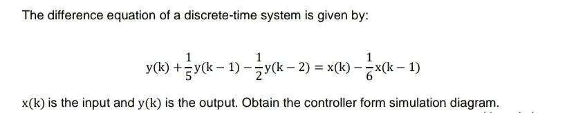 Solved The difference equation of a discrete-time system is | Chegg.com