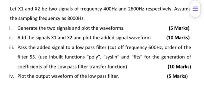 Solved Let X1 and X2 be two signals of frequency 400Hz and | Chegg.com