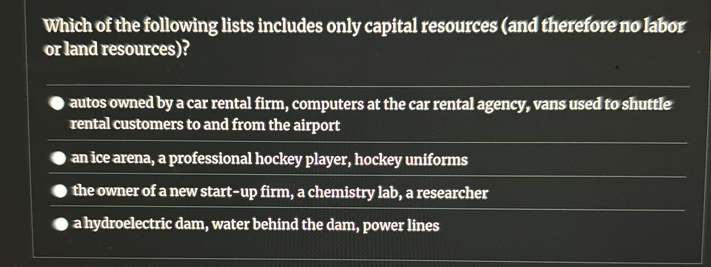 Solved Which of the following lists includes only capital | Chegg.com