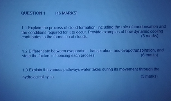 Solved QUESTION 1[16 ﻿MARKS]1.1 ﻿Explain the process of | Chegg.com