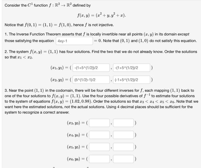 Solved Consider the Cl function f: R2 R2 defined by f(x, y) | Chegg.com
