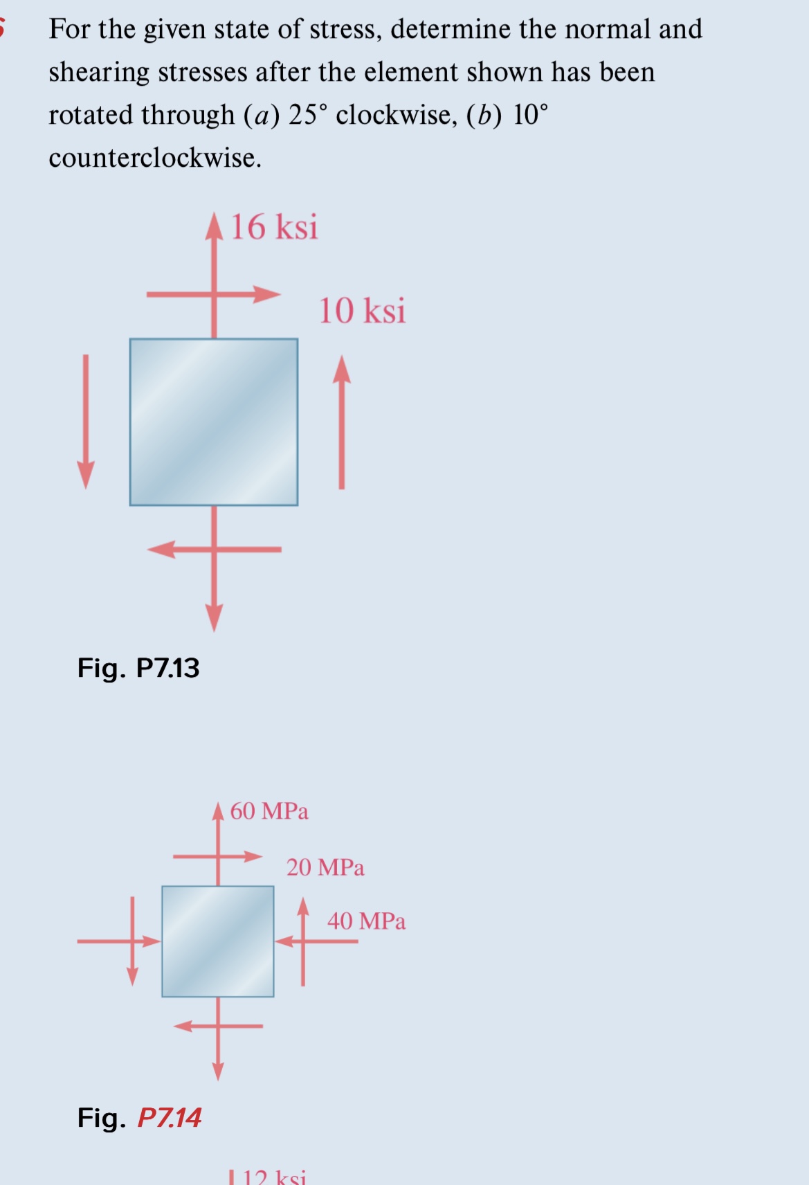 Solved USE MOHR'S CIRCLE TO SOLVE P7.14 ﻿ONLYFor the given | Chegg.com