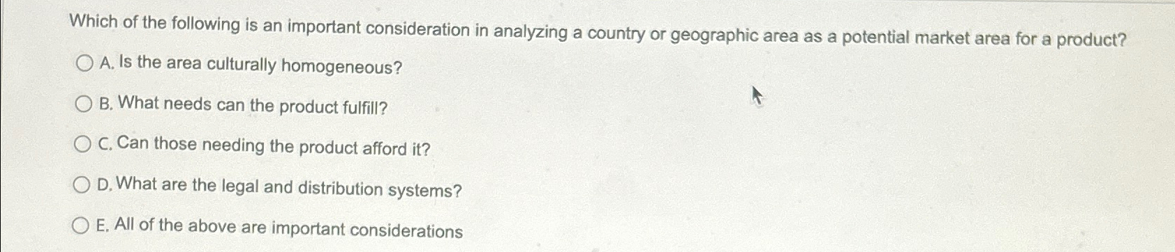 Solved Which of the following is an important consideration | Chegg.com
