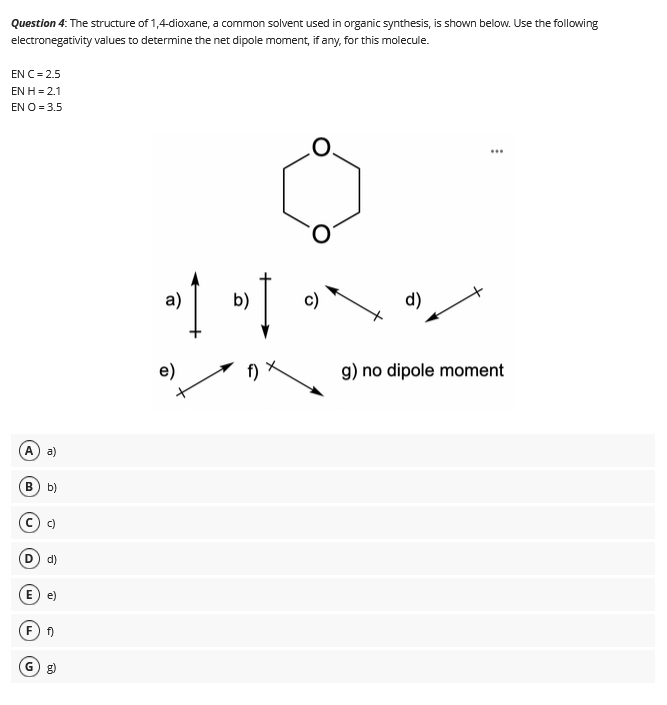 Solved Question 4: The structure of 1,4-dioxane, a common | Chegg.com