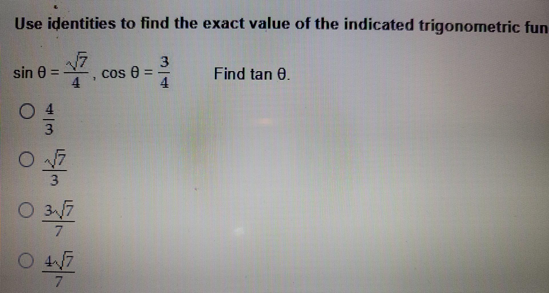 Solved Use identities to find the exact value of the | Chegg.com
