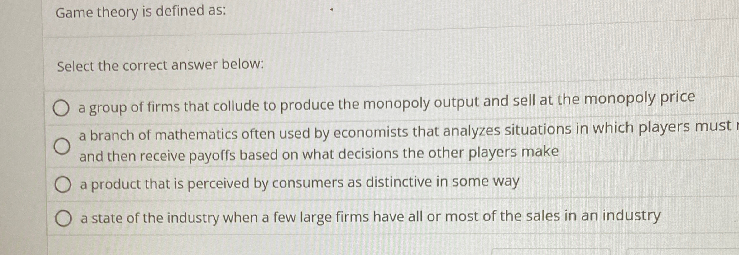 Solved Game theory is defined as:Select the correct answer | Chegg.com