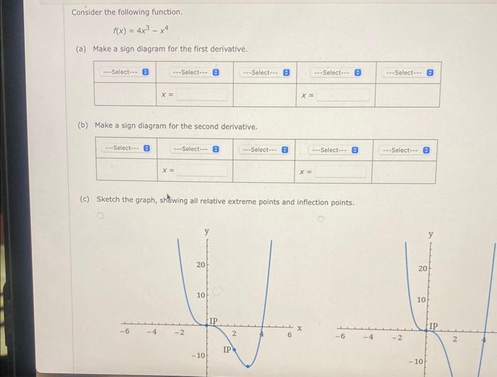 Solved Consider the following function. f(x)=4x3−x4 (a) Make | Chegg.com Solved Consider the following function. f(x)=4x3−x4 (a) Make | Chegg.com