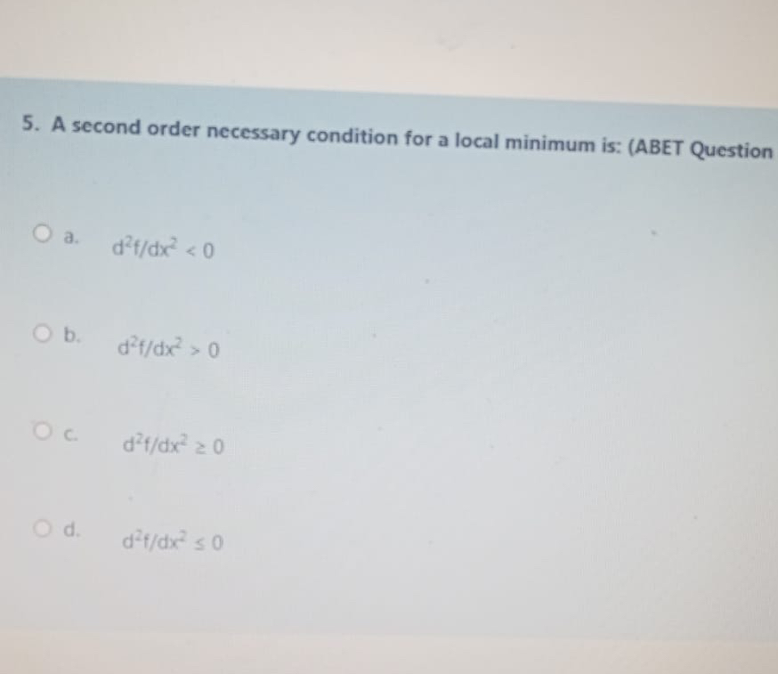 Solved A second order necessary condition for a local | Chegg.com