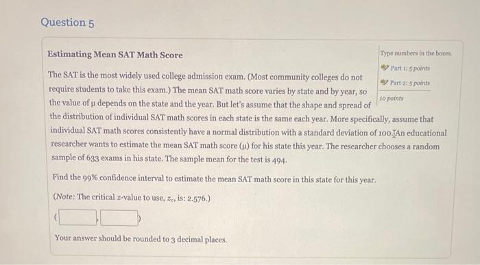 Solved the distribution of individual SAT math scores in | Chegg.com