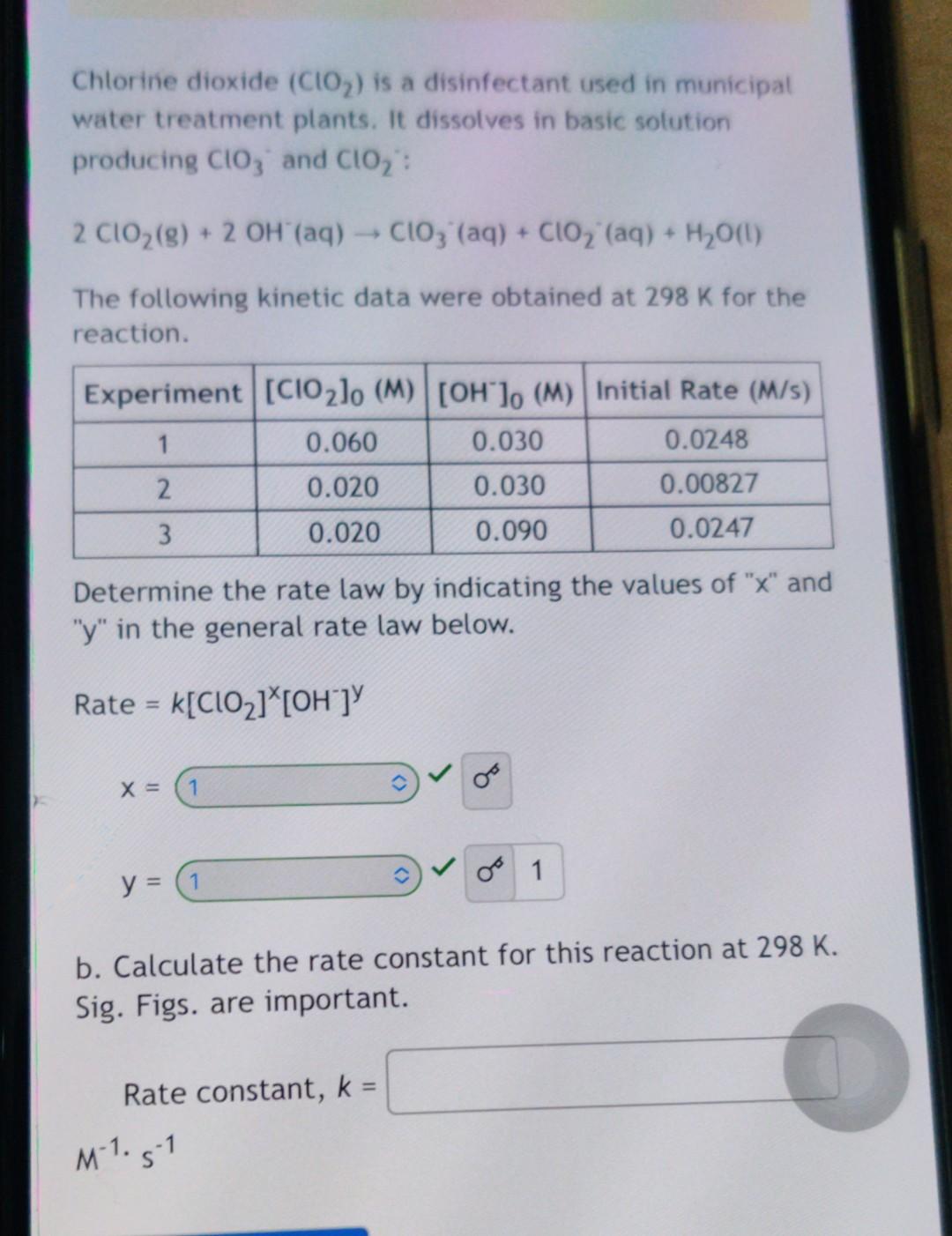 Solved Chtorine dioxide (ClO2) is a disinfectant used in | Chegg.com