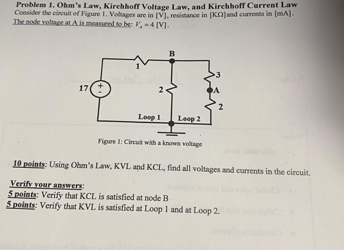 Solved Problem 1. Ohm's Law, Kirchhoff Voltage Law, and | Chegg.com