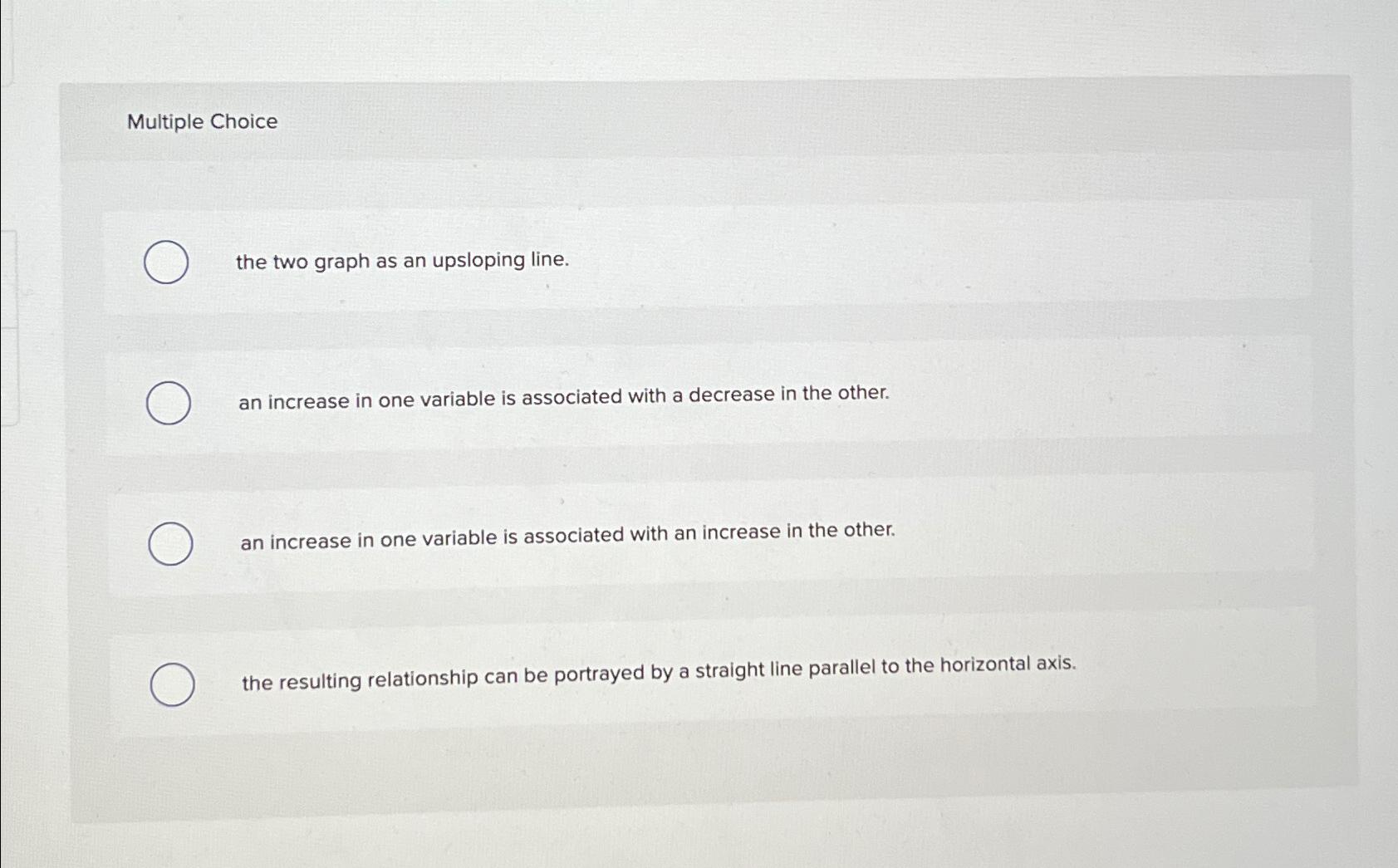 Solved Multiple Choicethe two graph as an upsloping line.an | Chegg.com