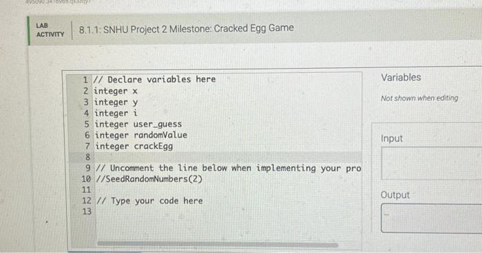 Solved \begin{tabular}{l|l} LAB \\ ACTVITY & 8.1.1: SNHU | Chegg.com