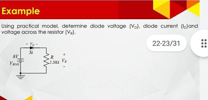 Solved Using practical model, determine diode voltage (VD), | Chegg.com