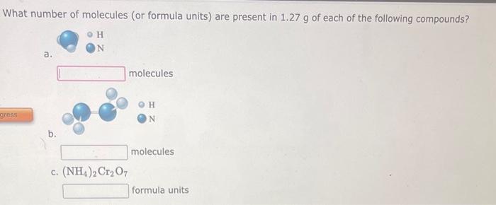 Solved What number of molecules (or formula units) are | Chegg.com