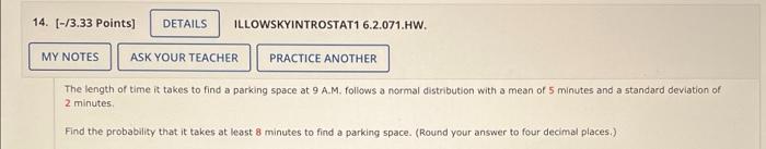 Solved DETAILS 14. (-/3.33 Points) ILLOWSKYINTROSTAT1 | Chegg.com