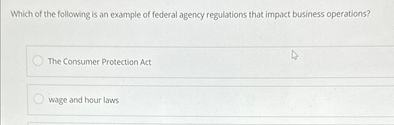 Solved Which of the following is an example of federal | Chegg.com