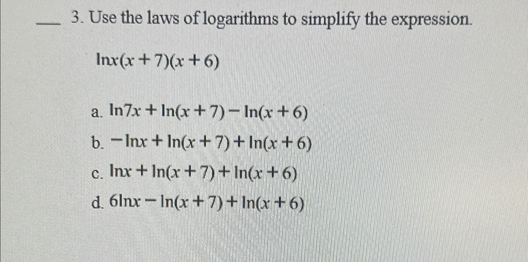 Solved Use the laws of logarithms to simplify the | Chegg.com