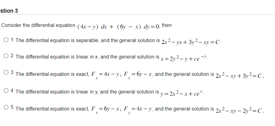 Solved stion 3Consider the differential equation | Chegg.com