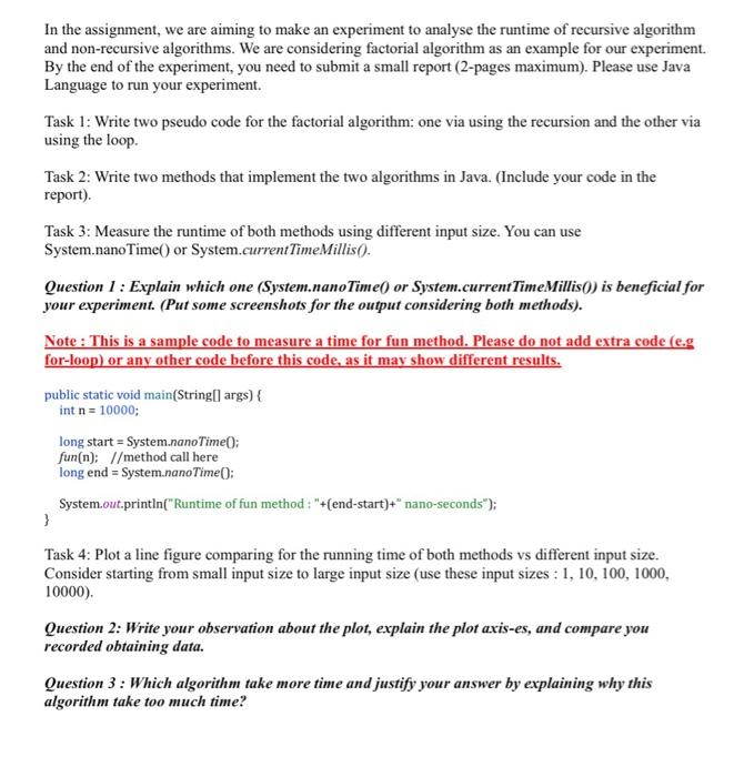 Solved In the assignment, we are aiming to make an | Chegg.com