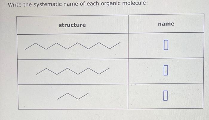Solved Write the systematic name of each organic molecule: | Chegg.com